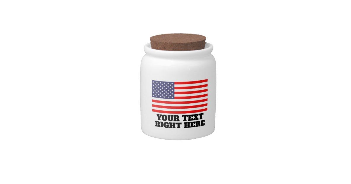 Custom patriotic candy jar with American flag | Zazzle