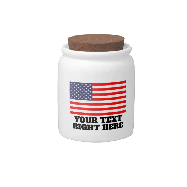 Custom patriotic candy jar with American flag | Zazzle