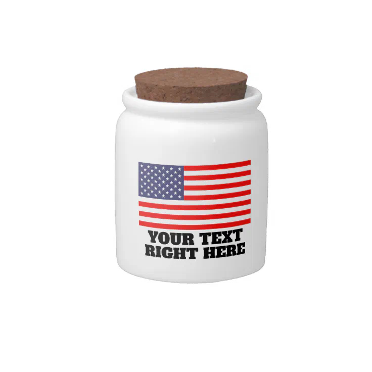 Custom patriotic candy jar with American flag | Zazzle