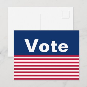 Custom Patriotic Red White and Blue Vote Postcard | Zazzle