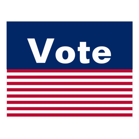 Custom Patriotic Red White and Blue Vote Postcard | Zazzle.com