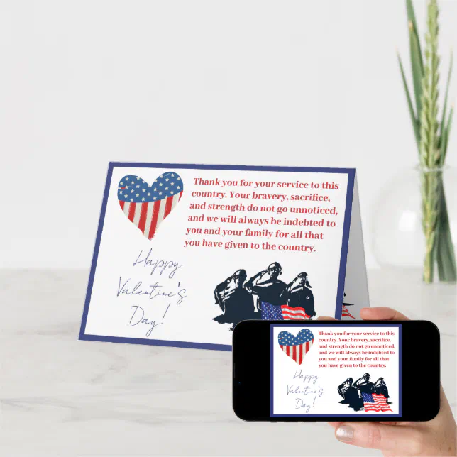 Custom Patriotic Valentines Day Military Soldier Holiday Card | Zazzle