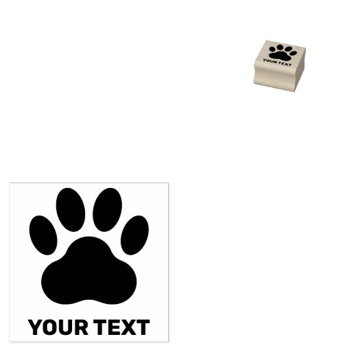 Custom Paw Print Image And Text Rubber Stamp | Zazzle