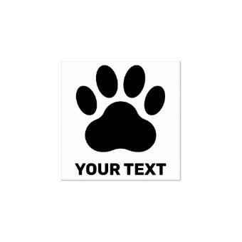 Custom Paw Print Image And Text Rubber Stamp | Zazzle