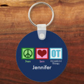 Custom Peace Love Occupational Therapy Keychain | Zazzle