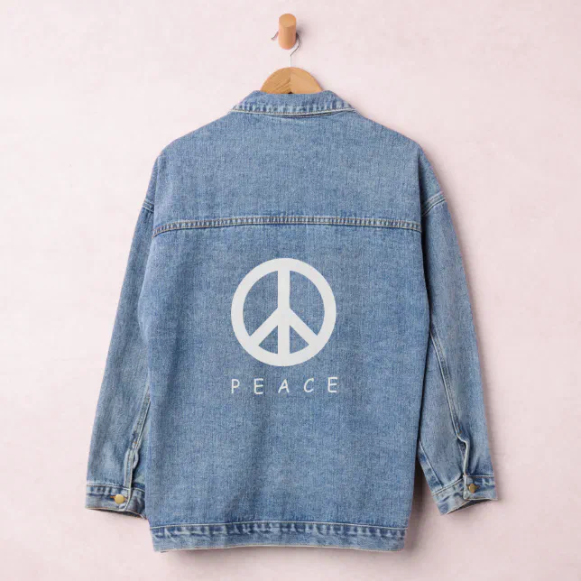 Custom peace symbol denim jacket for women | Zazzle