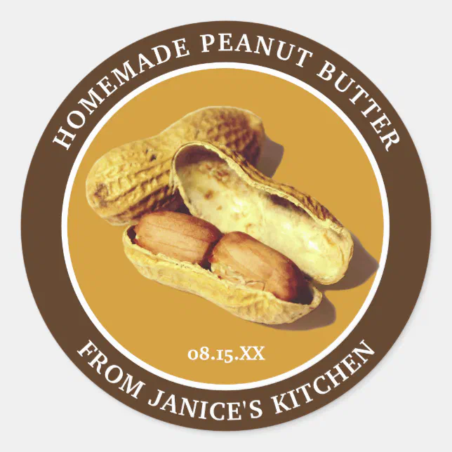 Custom Peanut Butter Food Jar Classic Round Sticker | Zazzle