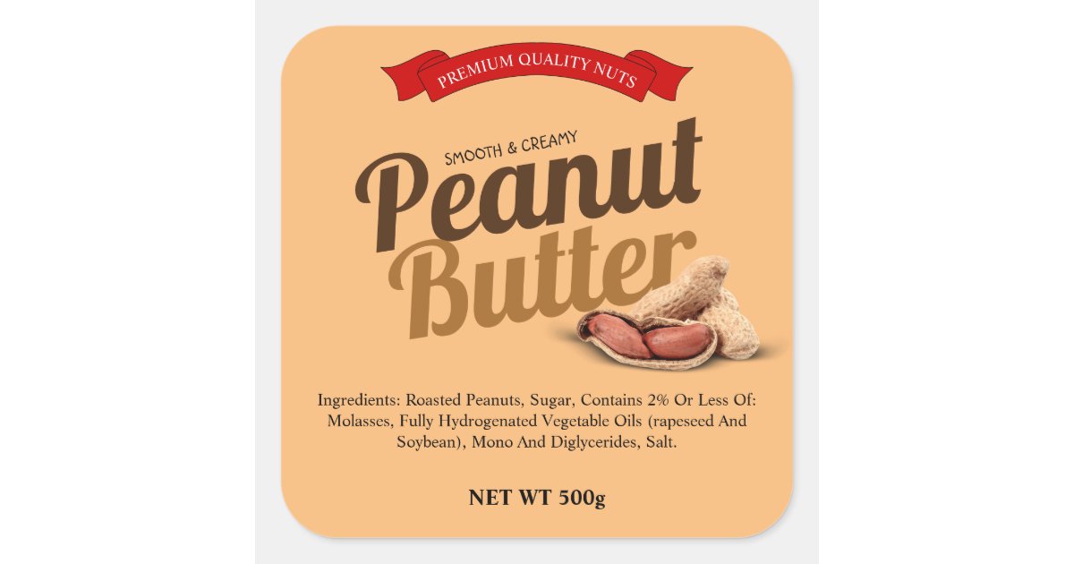 Custom Peanut Butter Label Sticker | Zazzle