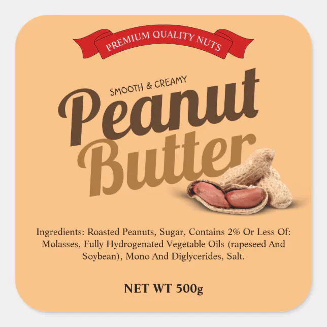 Custom Peanut Butter Label Sticker | Zazzle