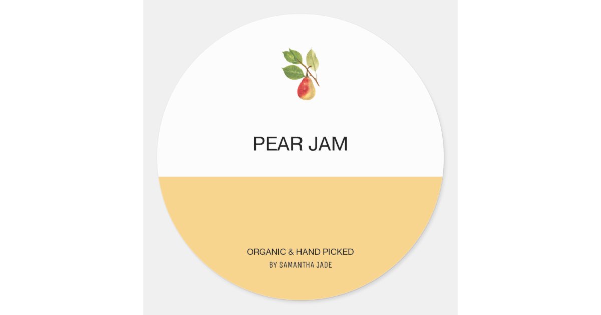 Custom Pear Jam & Preserve Jar Labels for Pantry | Zazzle
