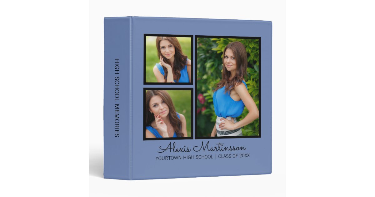 Custom Periwinkle Blue Graduation Photo 3 Ring Binder | Zazzle
