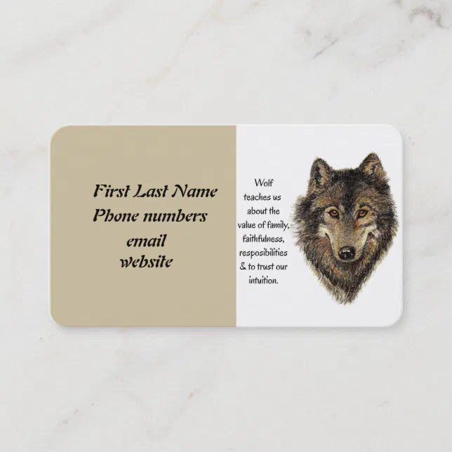 Custom Personal Wolf Totem Business Card | Zazzle