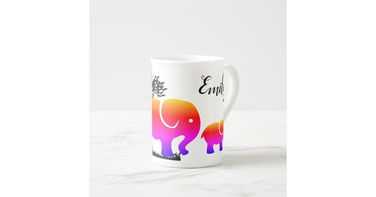 Custom Personalised Elephant Design Bone China Mug | Zazzle