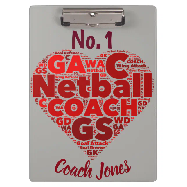 Custom Personalised No.1 Netball Coach Clipboard | Zazzle