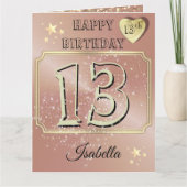 Custom Personalised Rose Gold 13th Birthday Card | Zazzle