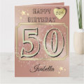 Custom Personalised Rose Gold 50th Birthday Card | Zazzle