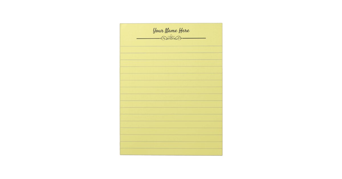Custom Personalised Yellow Lined Notepad | Zazzle
