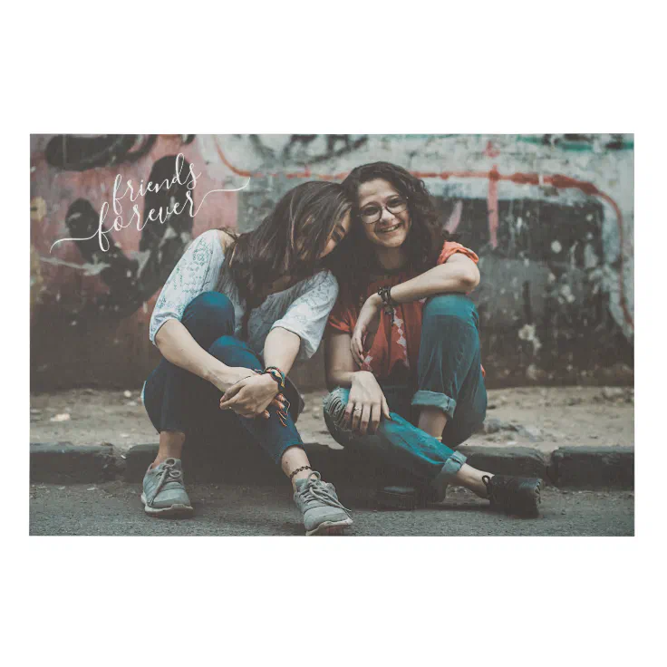 Custom Personalize Photo Template Friends Forever Faux Canvas Print ...