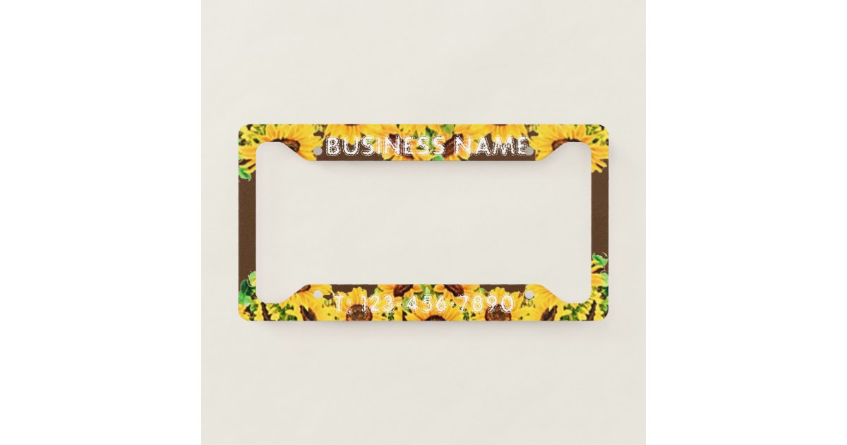 Custom Personalize Sunflower Small Business Garden License Plate Frame ...
