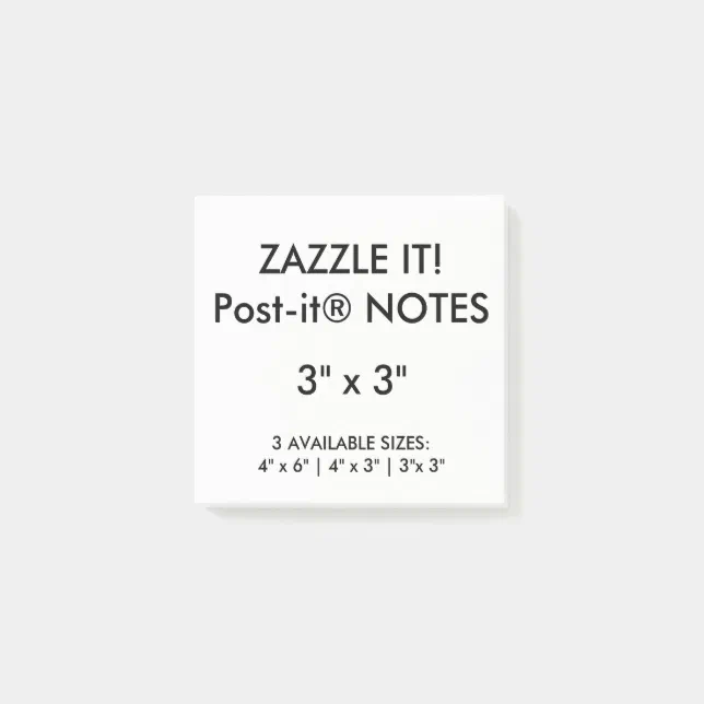 Custom Personalized 3" Square Post-it® Notes Blank | Zazzle