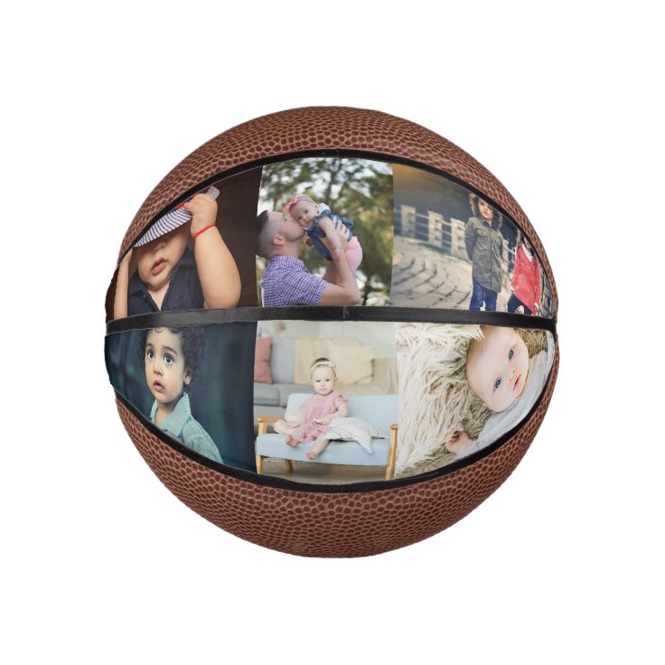 Custom Personalized 6 Photo Mini Basketball | Zazzle