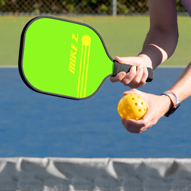Custom Personalized Acid Colors Modern Neon Green Pickleball Paddle ...
