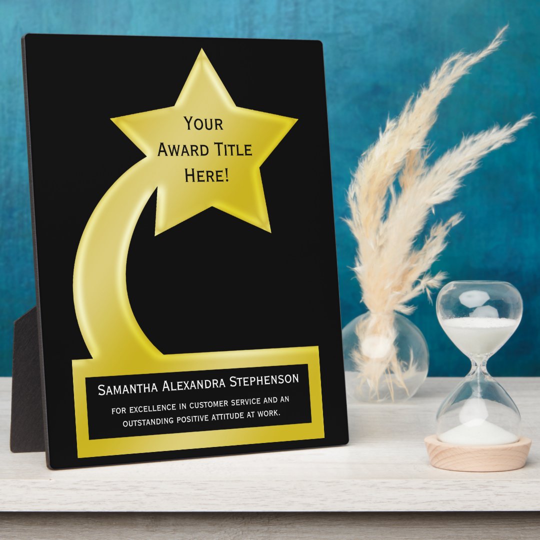 Custom Personalized Award Plaque, Gold Star Plaque | Zazzle
