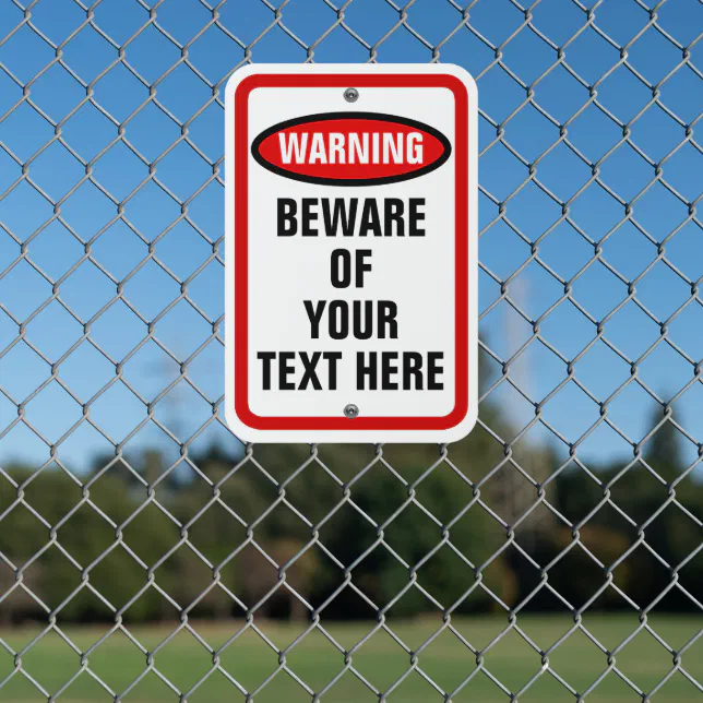 Custom Personalized Beware of Warning Metal Sign | Zazzle