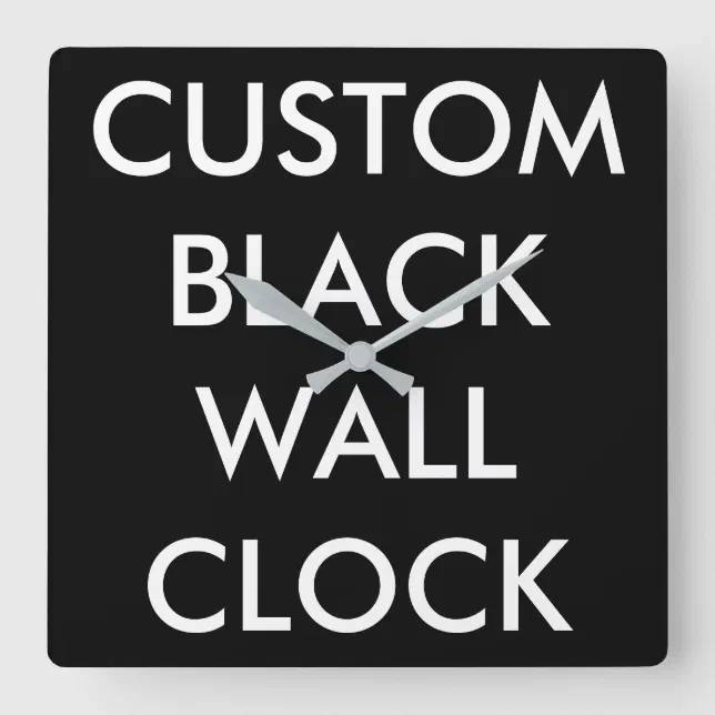 Custom Personalized BLACK Large Square Wall Clock | Zazzle