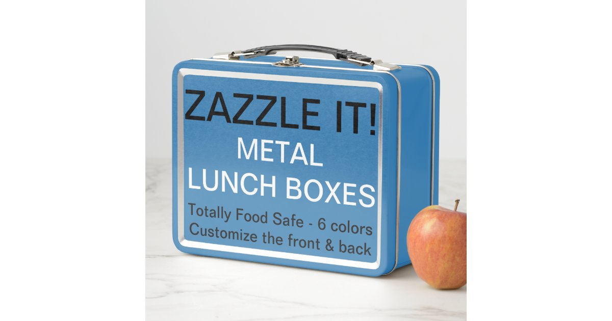 Custom Personalized BLUE Metal Lunch Box Template | Zazzle