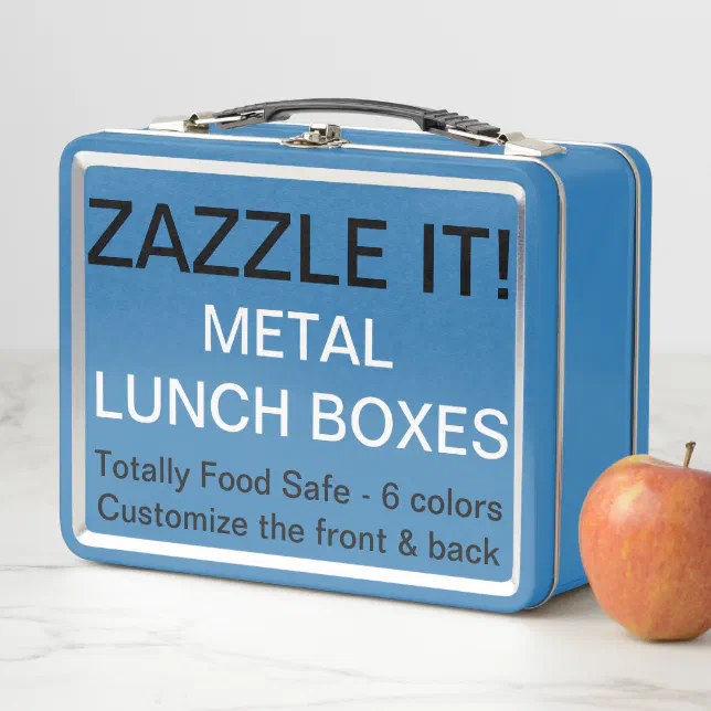 Custom Personalized BLUE Metal Lunch Box Template | Zazzle
