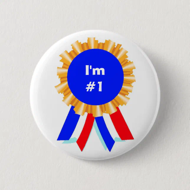 Custom Personalized Blue Ribbon Award Buttons | Zazzle