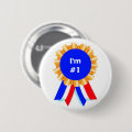 Custom Personalized Blue Ribbon Award Buttons | Zazzle