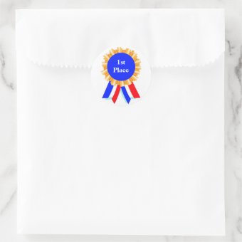 Custom Personalized Blue Ribbon Award Stickers | Zazzle