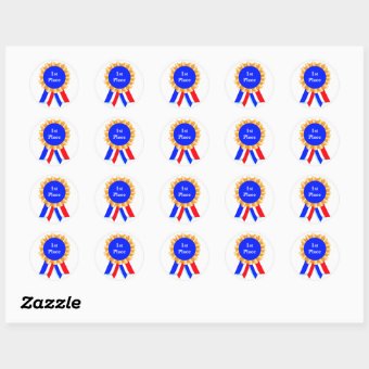 Custom Personalized Blue Ribbon Award Stickers | Zazzle