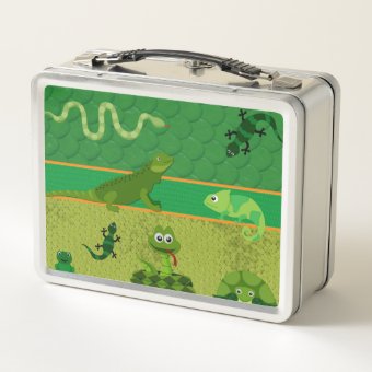 Custom Personalized Boy Reptile Snake Lizard Frog Metal Lunch Box | Zazzle