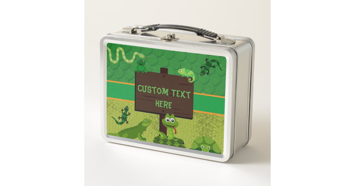 Custom Personalized Boy Reptile Snake Lizard Frog Metal Lunch Box | Zazzle
