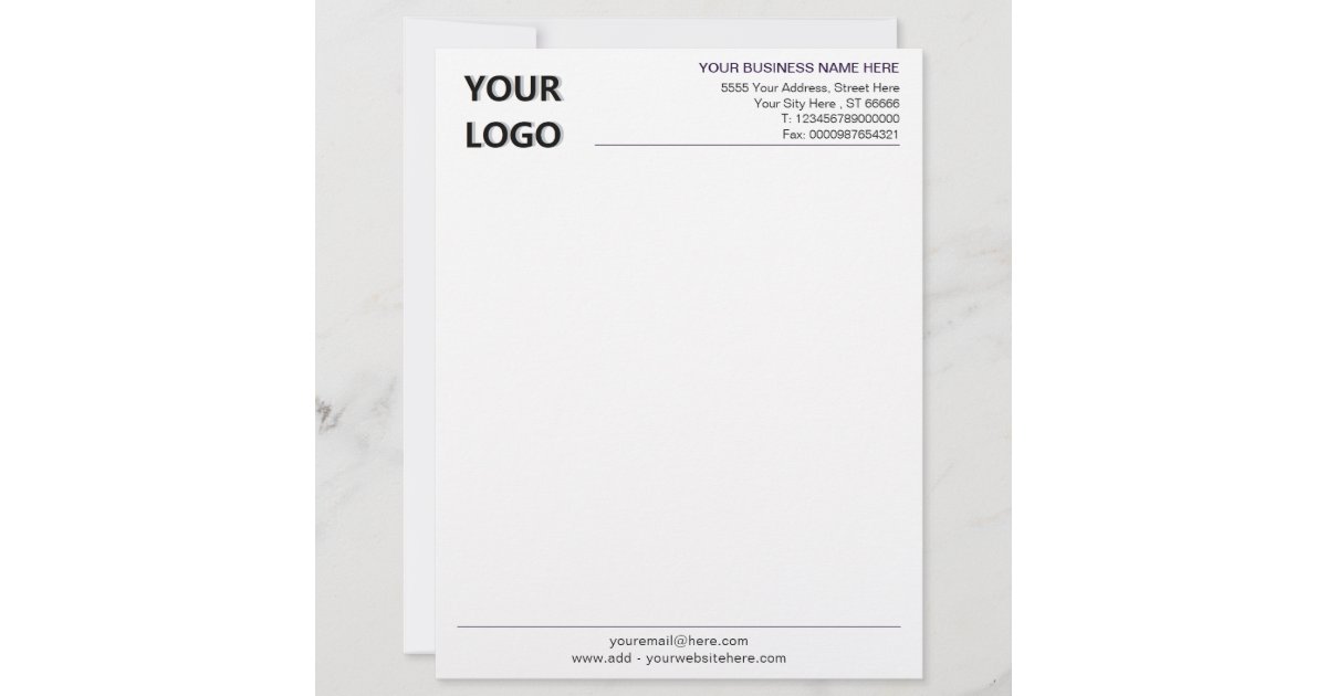 Custom Personalized Business Letterhead with Logo | Zazzle