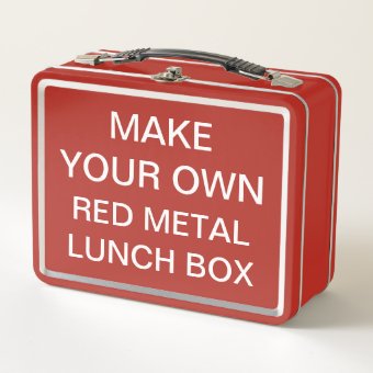 Custom Personalized Classic RED Metal Lunch Box | Zazzle