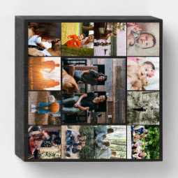 Custom Personalized Collage Photo Wooden Box Sign | Zazzle
