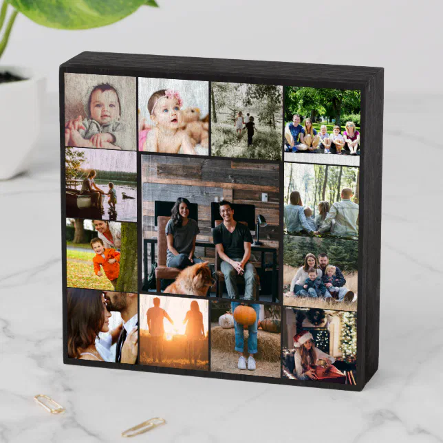 Custom Personalized Collage Photo Wooden Box Sign | Zazzle