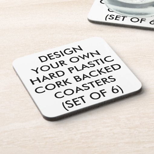 Custom Personalized Cork Back Plastic Coasters (6) | Zazzle