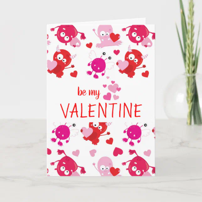 Custom Personalized Cute Monster Valentine's Day Holiday Card | Zazzle