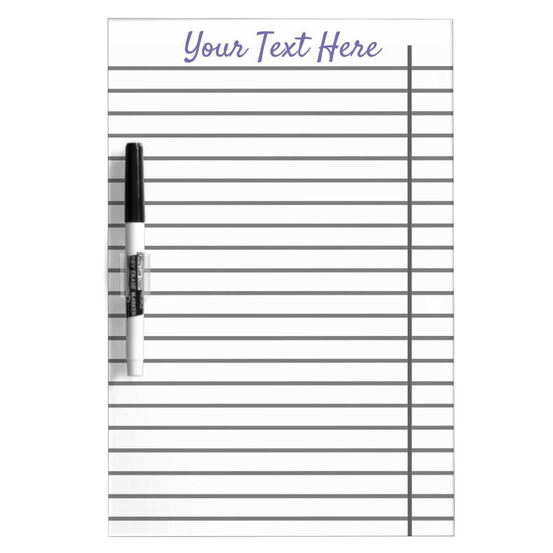 Custom Personalized Dry Erase Board with Lines | Zazzle