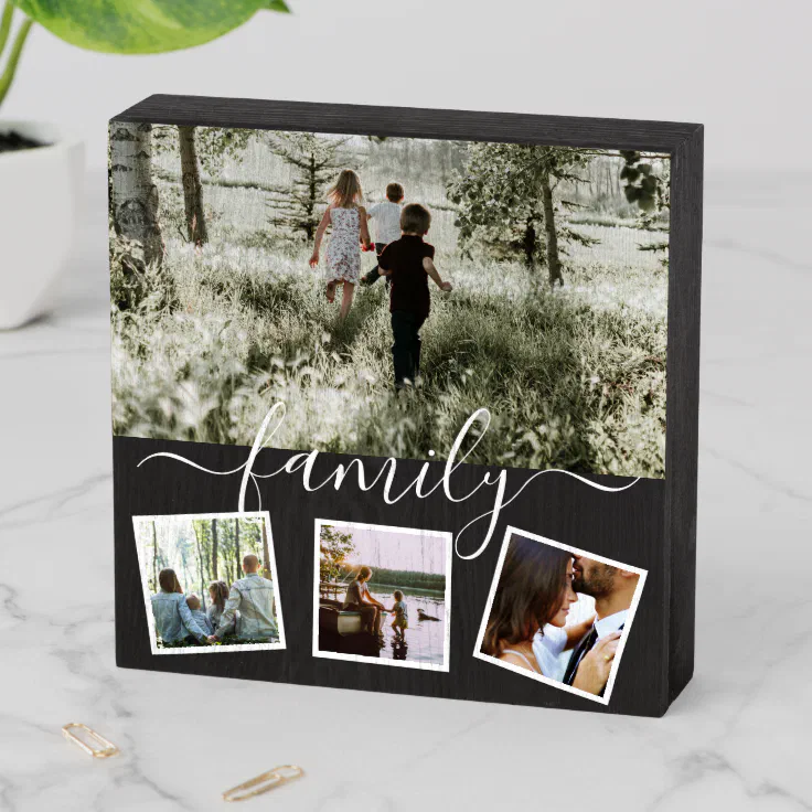 Custom Personalized Family Collage Photo Wooden Box Sign | Zazzle