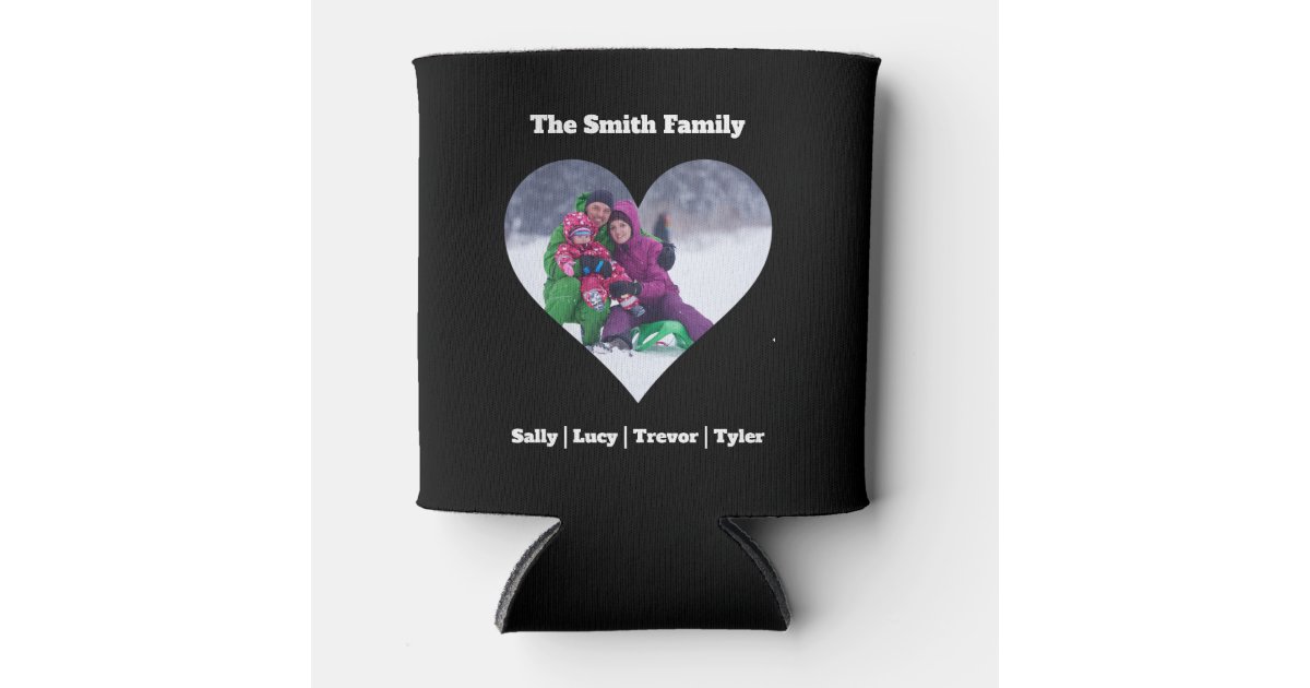 Custom Personalized Family Heart Template Can Cooler | Zazzle