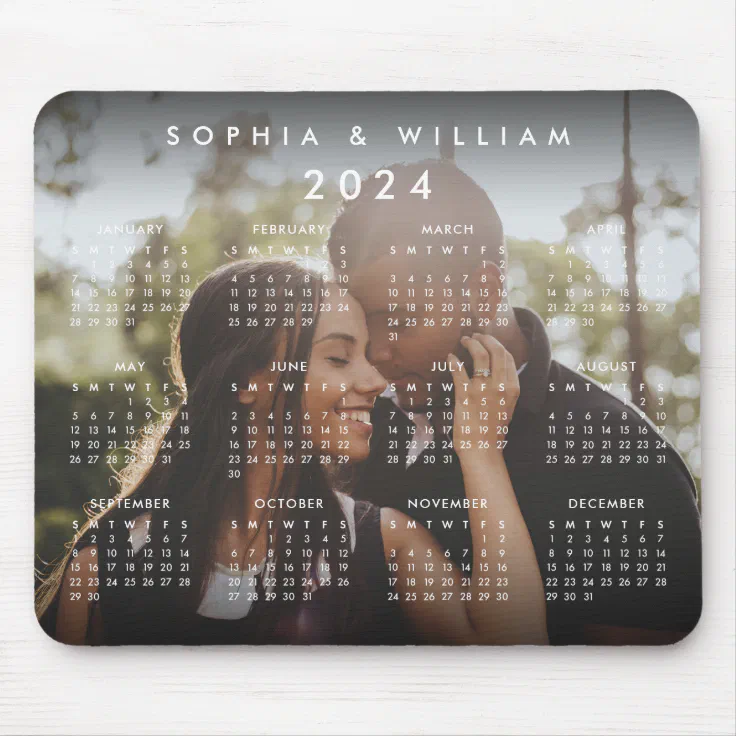 Custom Personalized Family Photo 2024 Calendar Mouse Pad | Zazzle