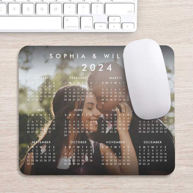 Custom Personalized Family Photo 2024 Calendar Mouse Pad | Zazzle