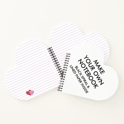Custom Personalized HEART w/ Black Spiral Notebook | Zazzle