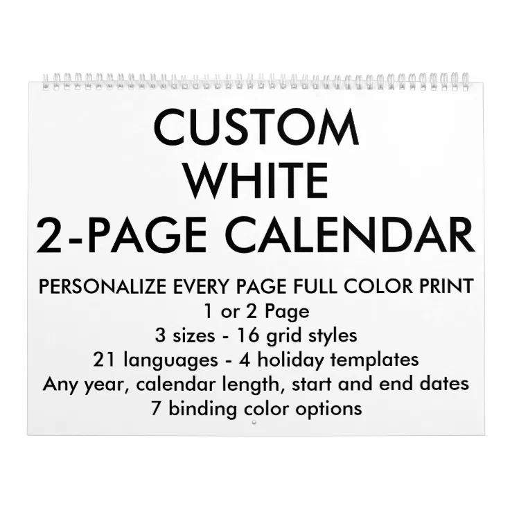 Custom Personalized Large 2-Page Calendar | Zazzle